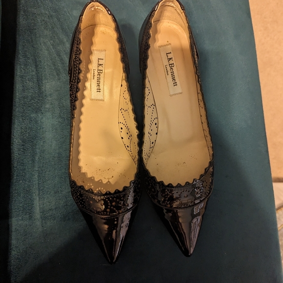 LK Bennett | Shoes | Lk Bennett Black Patent Leather Lazer Cute Pump ...